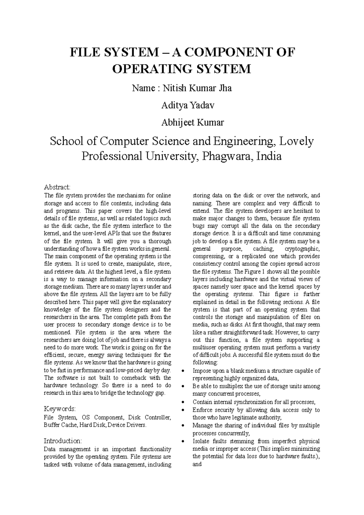 Comprehensive Overview of File Systems in OS - CSE316 - Studocu