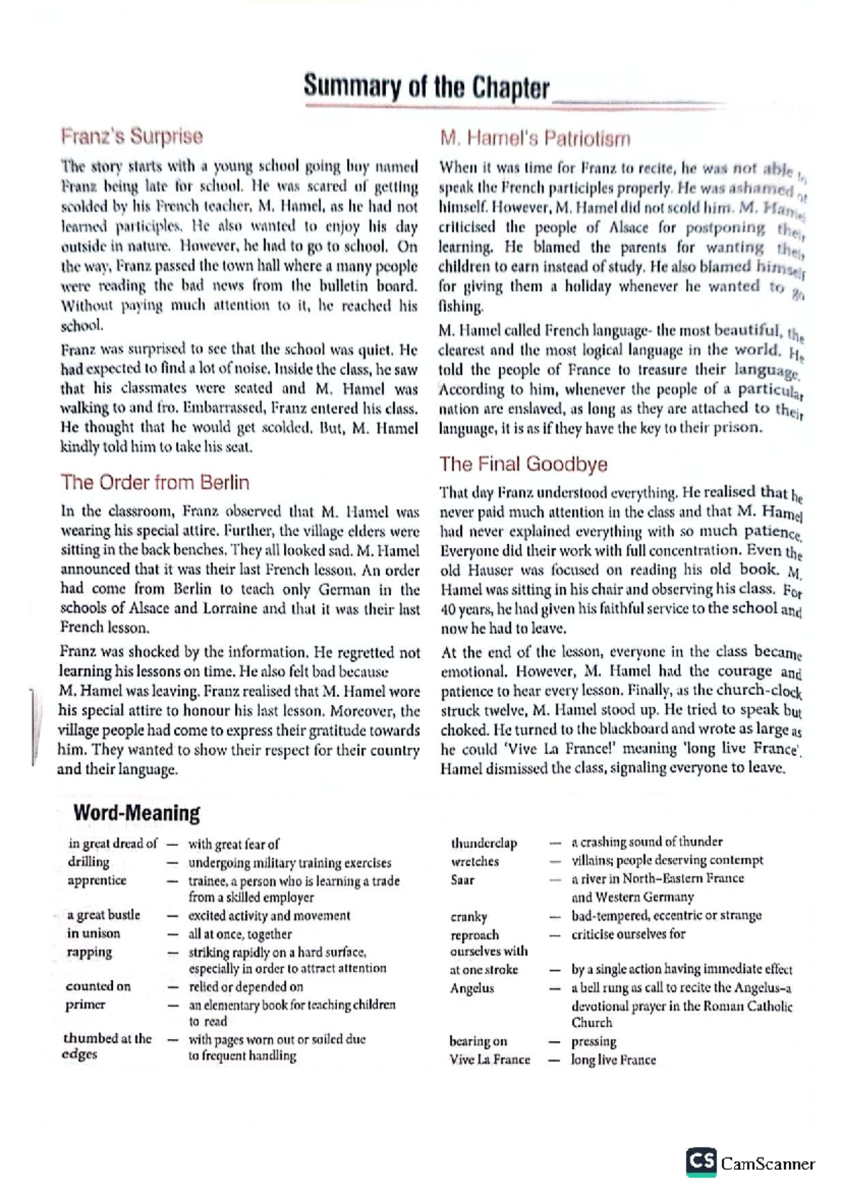 Class 12 Summary of "The Last Lesson" by Alphonse Daudet - Studocu