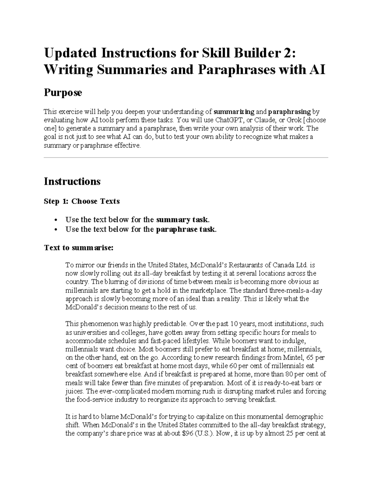 Skill Builder 2: Writing Summaries & Paraphrases with AI - Studocu