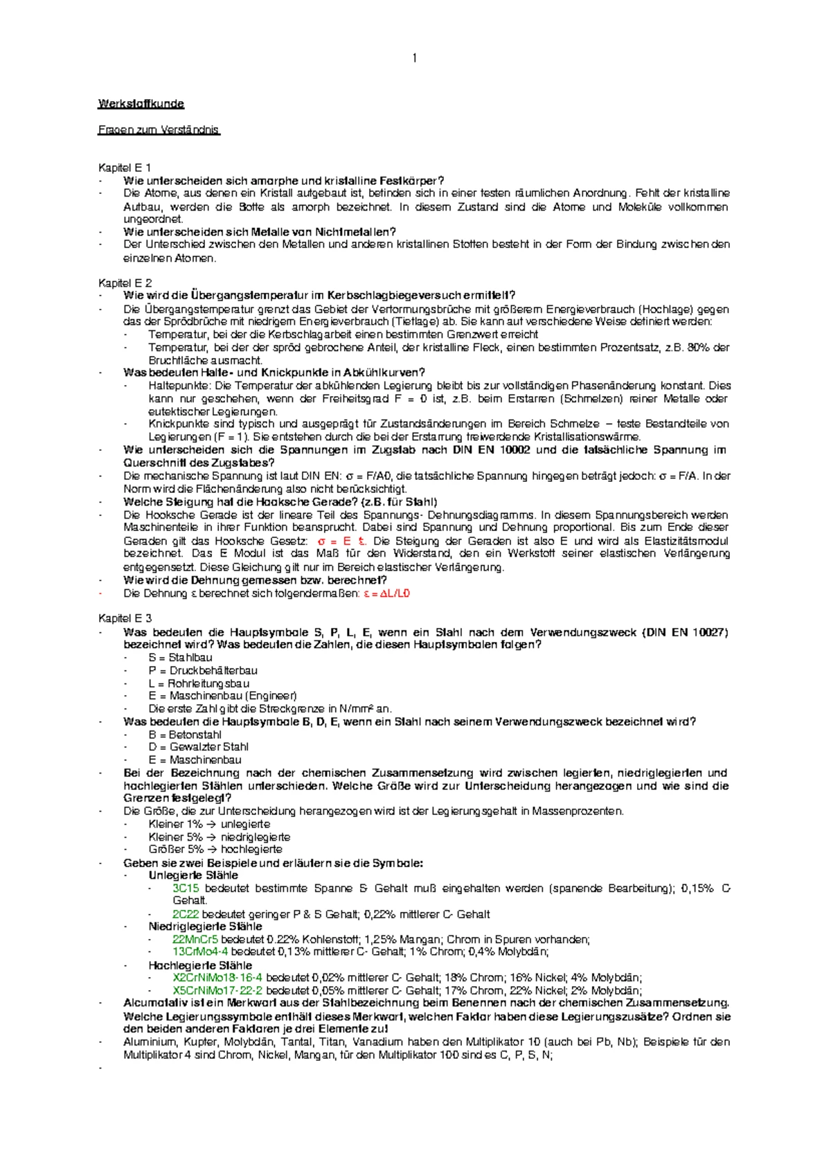 Werkstoffkunde 1 - Zusammenfassung - Werkstoffkunde – Zusammenfassung Einführung in die - Studocu