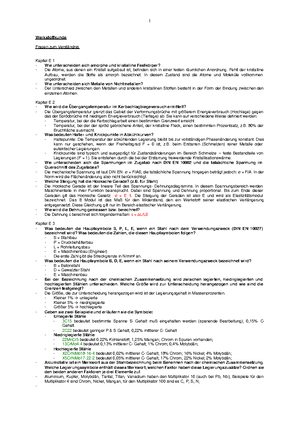 Werkstoffkunde 1 - Zusammenfassung - Werkstoffkunde – Zusammenfassung Einführung in die - Studocu
