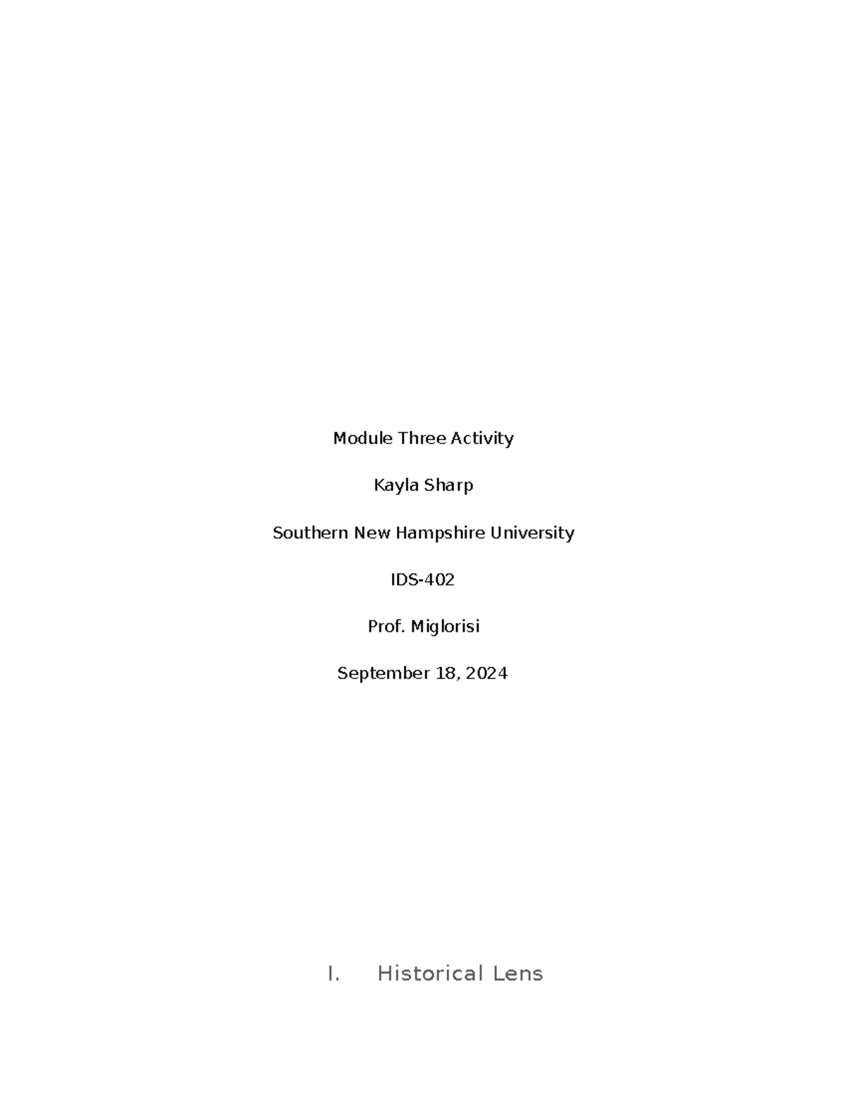 Module Three Activity - Module Three Activity Kayla Sharp Southern New ...