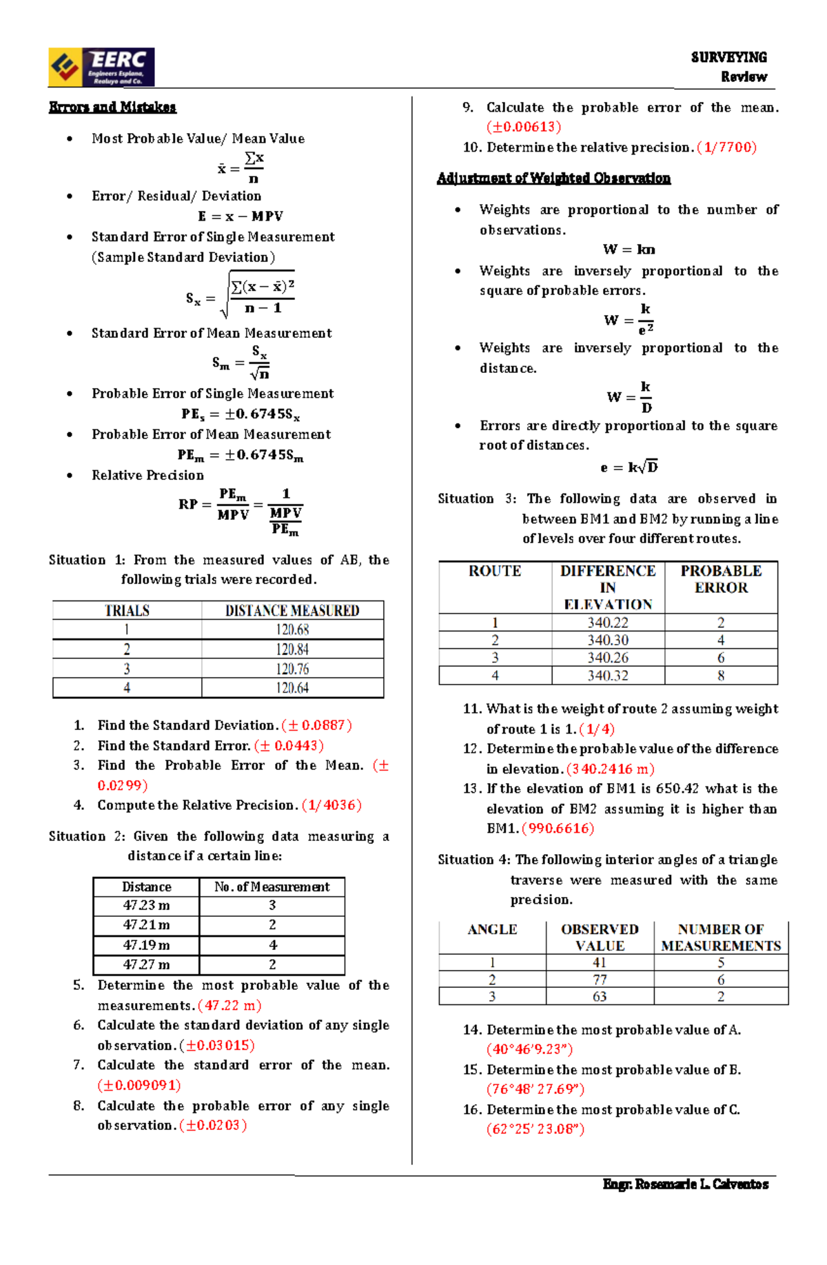 Elementary Surveying 1, Comprehensive Reviewer for Board Exam 2018-2024 ...