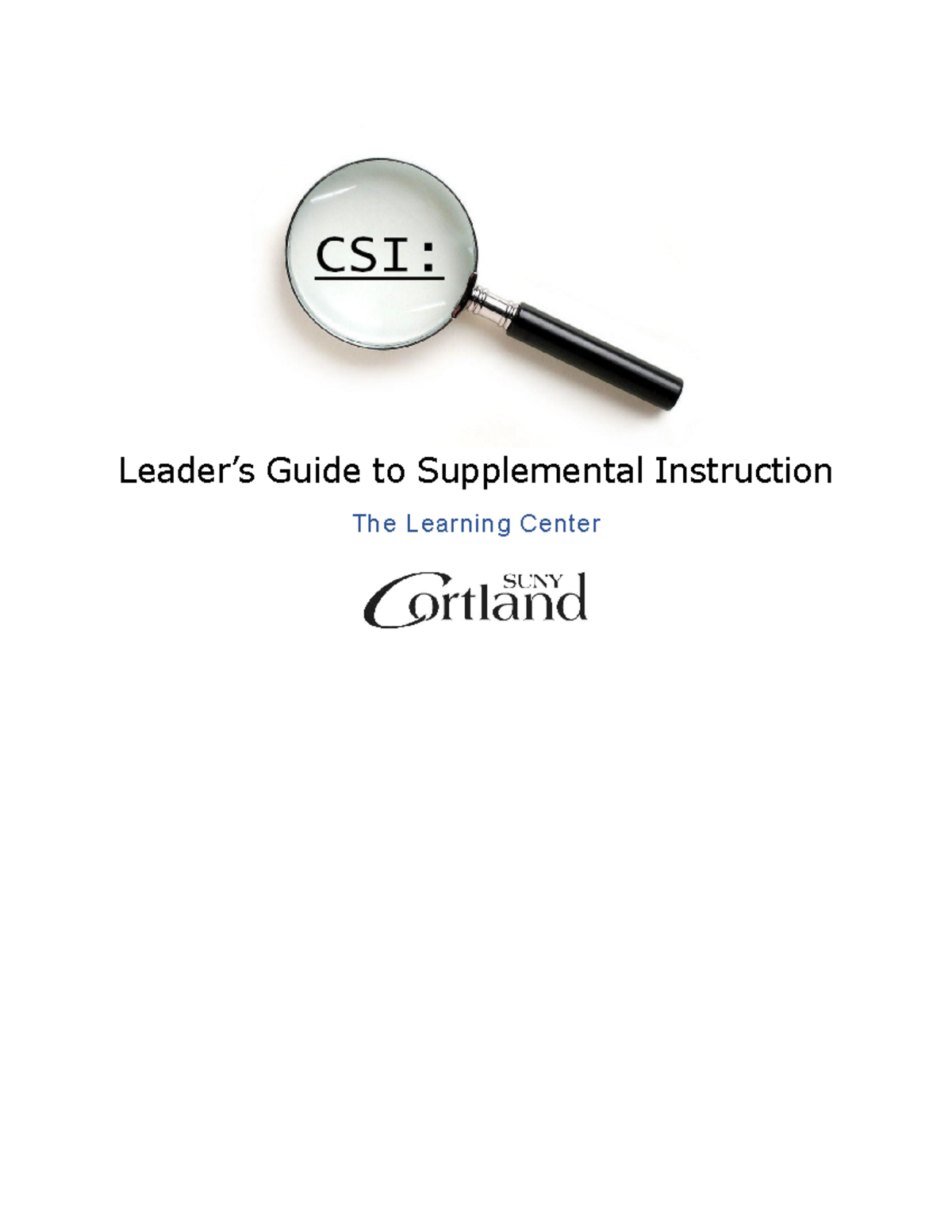 Cortland SI Leader Manual 2019: A Guide for Supplemental Instruction ...