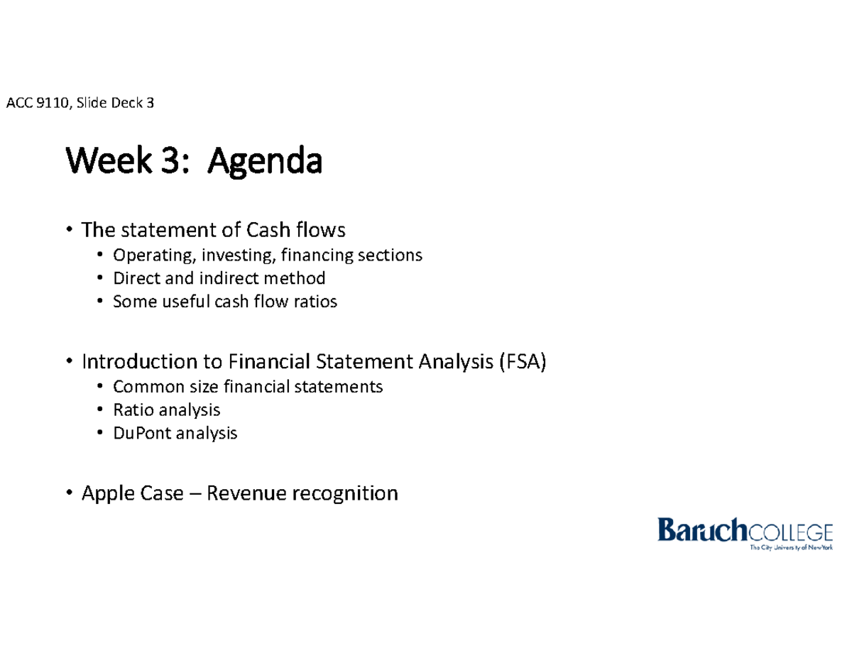 ACC 9110 Slide Deck 3: Cash Flows & Financial Analysis Overview - Studocu