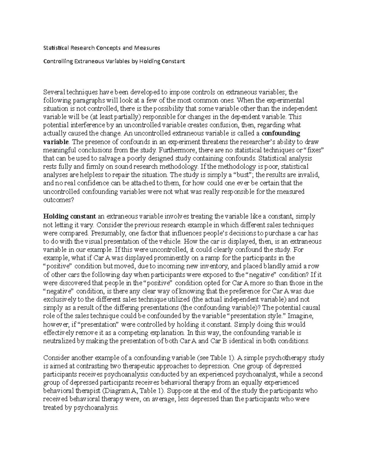 PSY 260 1-4 - soomo - Statistical Research Concepts and Measures Controlling Extraneous ...