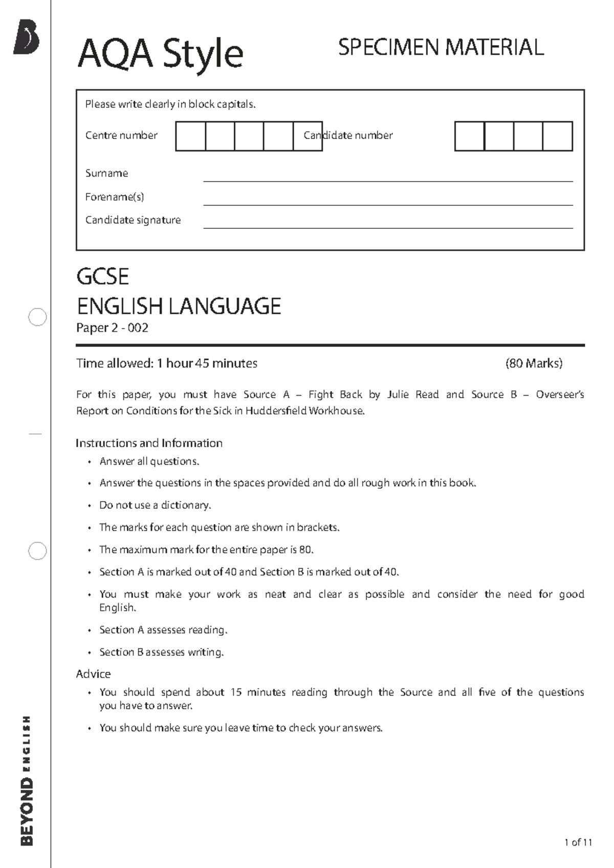 GCSE ENGLISH LANGUAGE Paper 2 Practice Exam 002 - Studocu