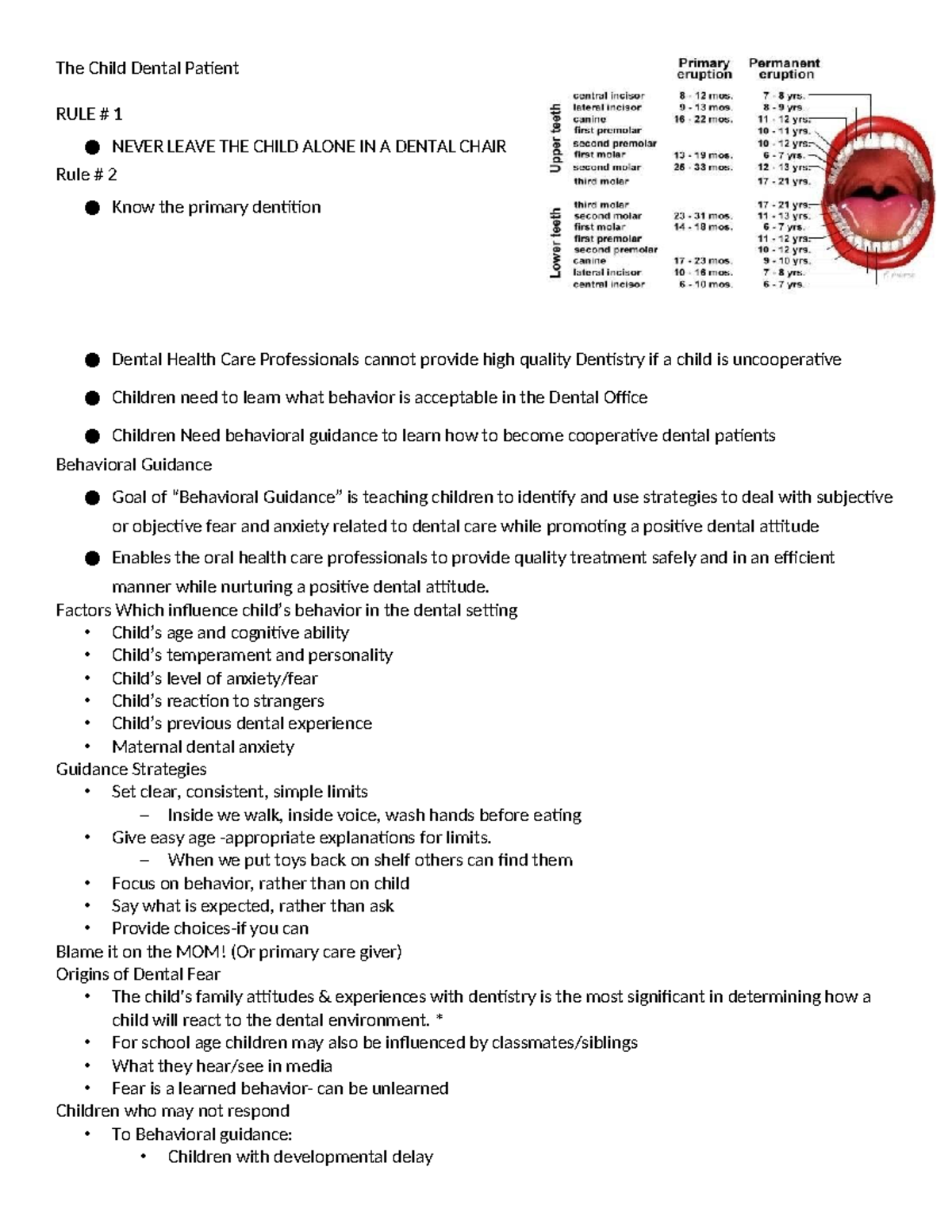 Child Dental Patient Behavioral Guidance: Strategies & Techniques (DENT ...