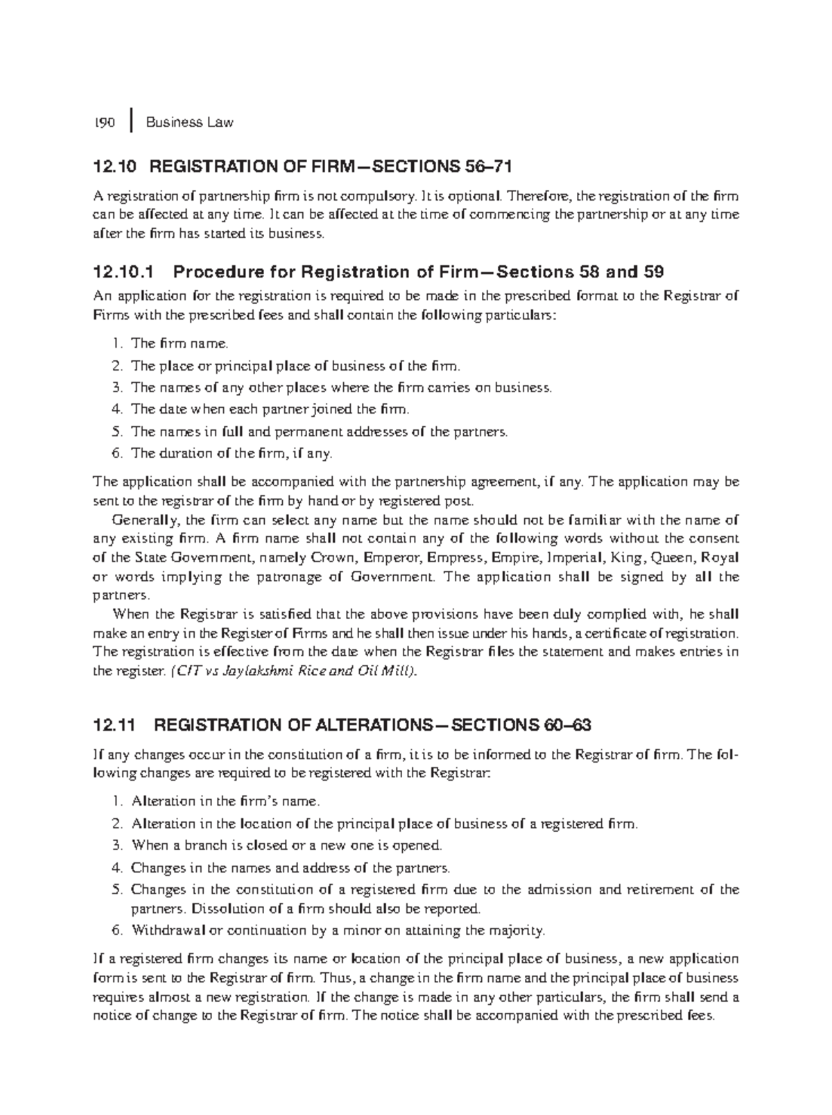 Zlib - n/a - 190 Business Law 12 REGISTRATION OF FIRM—SECTIONS 56– A ...