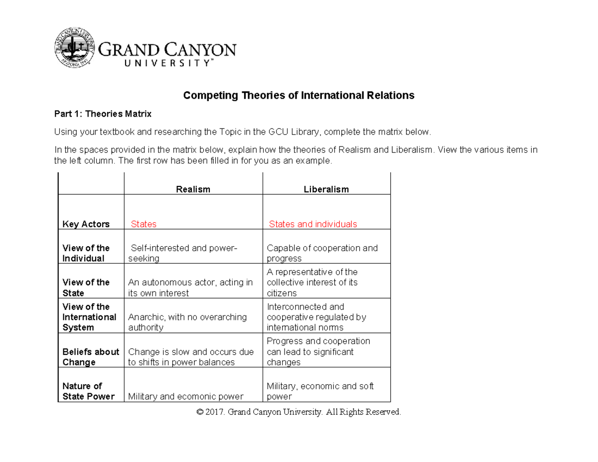 GOV-210 Competing Theories of International Relations Worksheet - Studocu