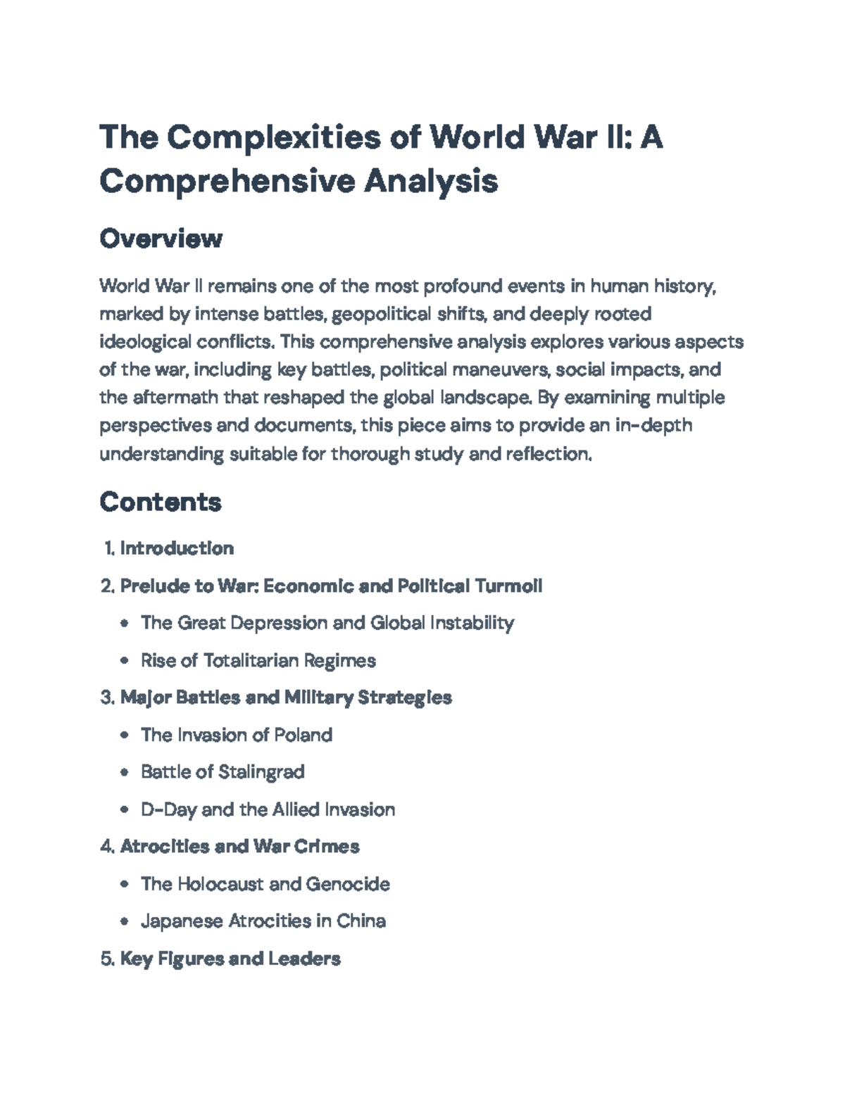 World War II: Key Battles, Atrocities & Lasting Legacy Analysis - Studocu