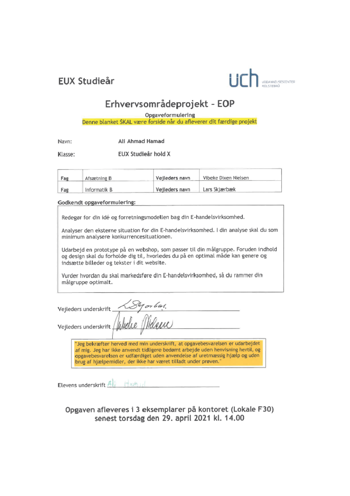 EUX BUSINESS STDX: Forretningsmodel for E-handel af Designertøj - Studocu
