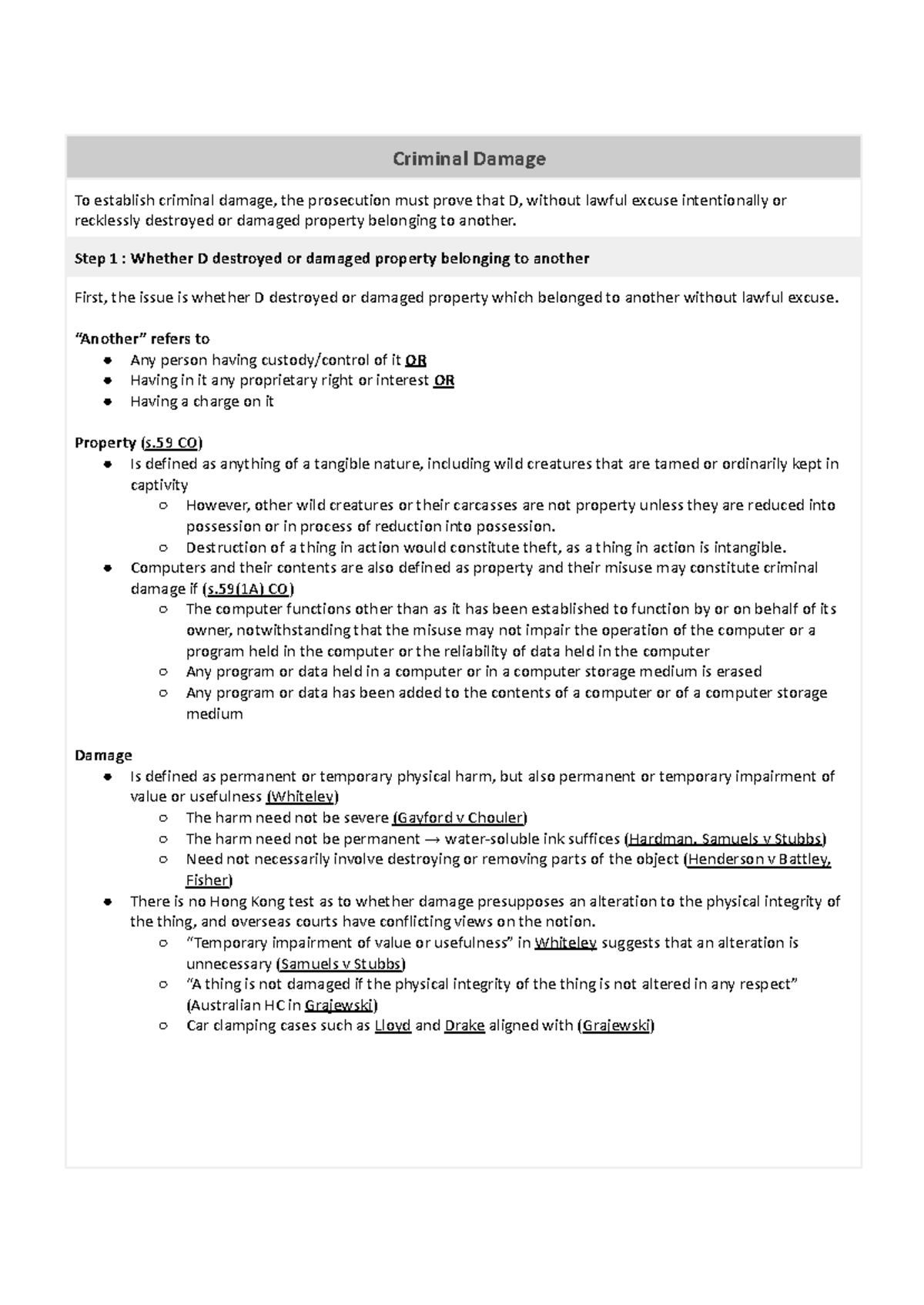 Criminal Damage Law: Key Elements & Prosecution Checklist (LAW 101 ...