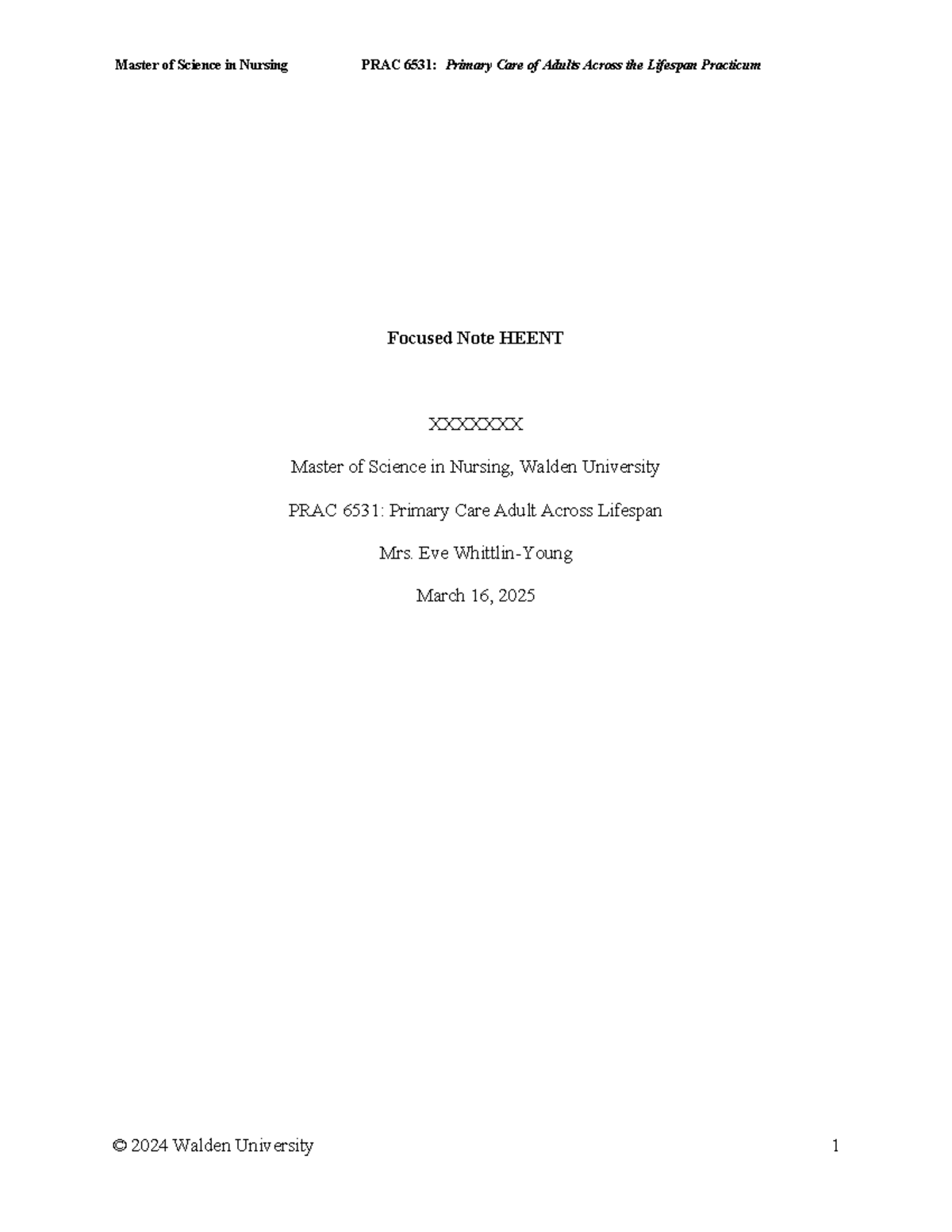 PRAC 6531: Focused Note on HEENT - Patient Case Analysis - Studocu