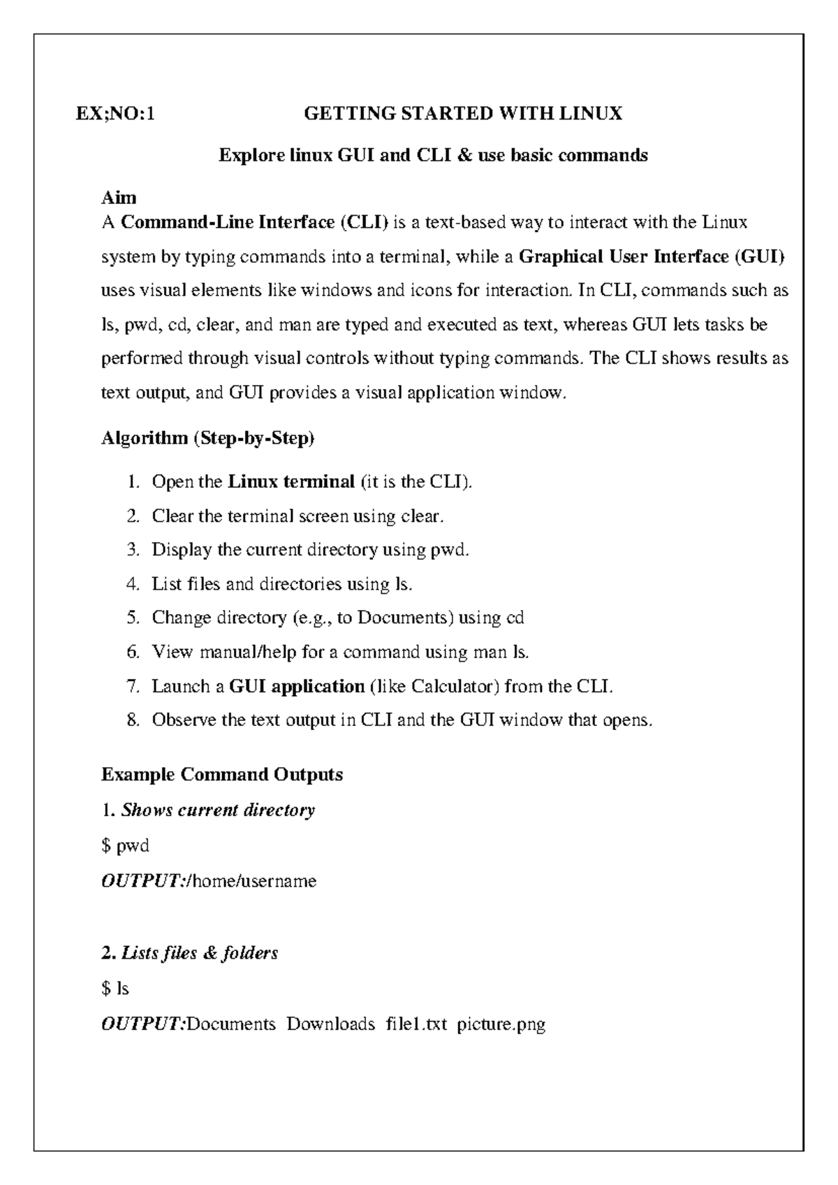 Linux Lab Manual: Exploring GUI & CLI Commands and Shell Scripting ...