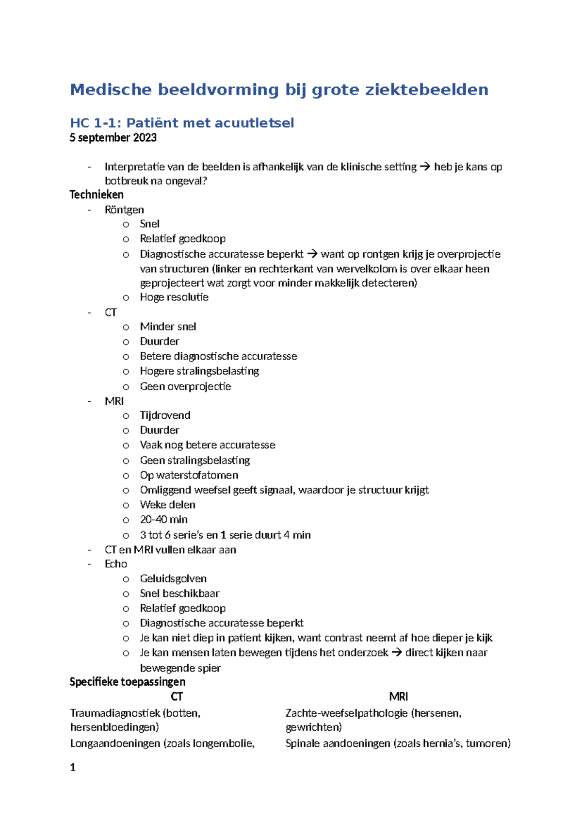 Medische Beeldvorming bij Grote Ziektebeelden: HC 1-1 tot HC 1-4 ...