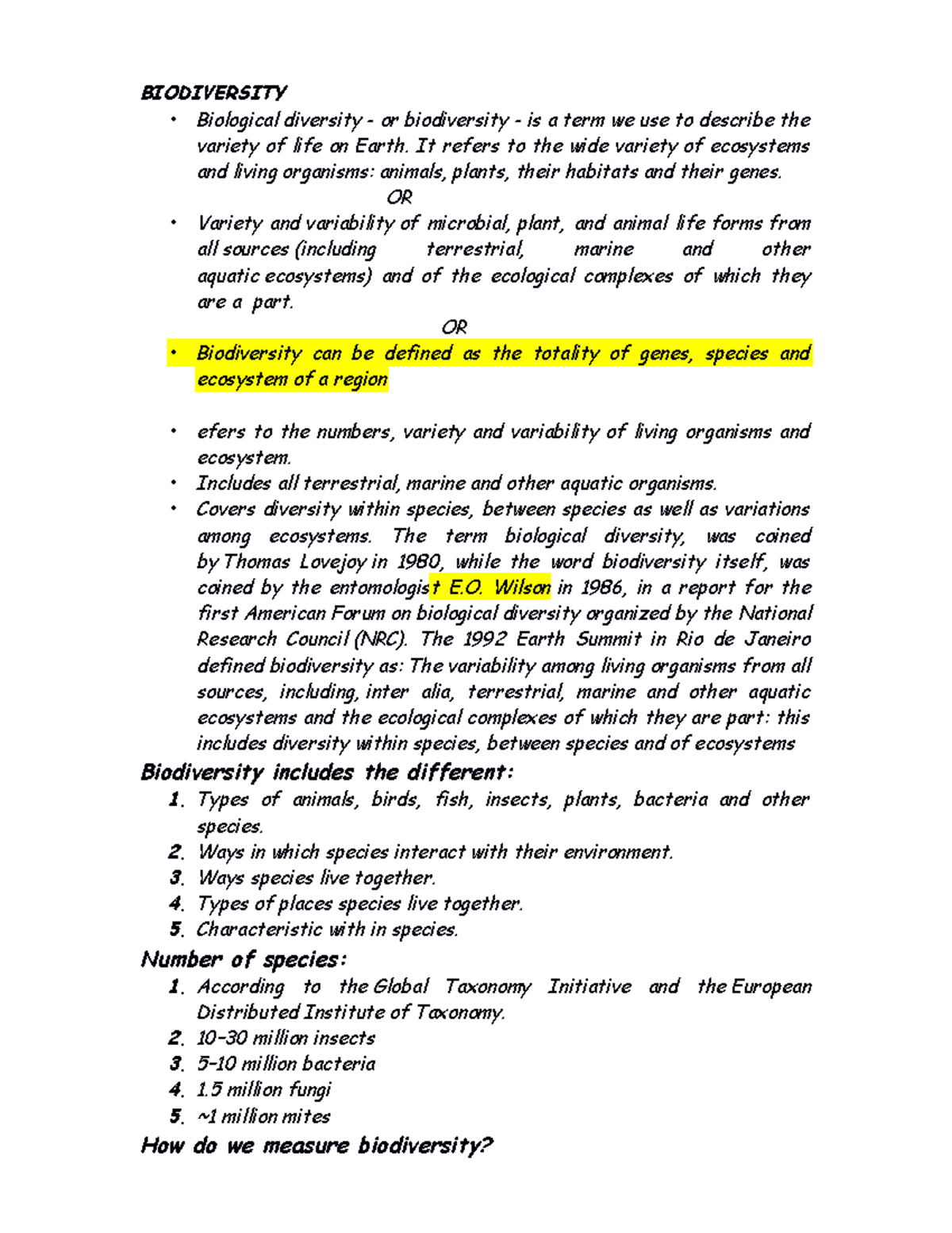 Chapter 4: Understanding Biodiversity - Concepts and Measurements - Studocu