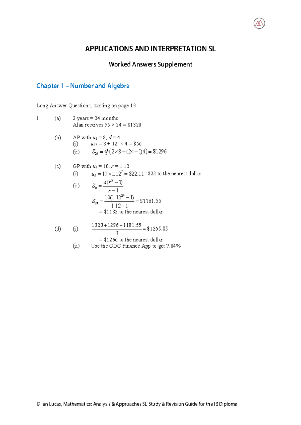 Mathematics: Applications & Interpretation SL Study Guide for IB ...