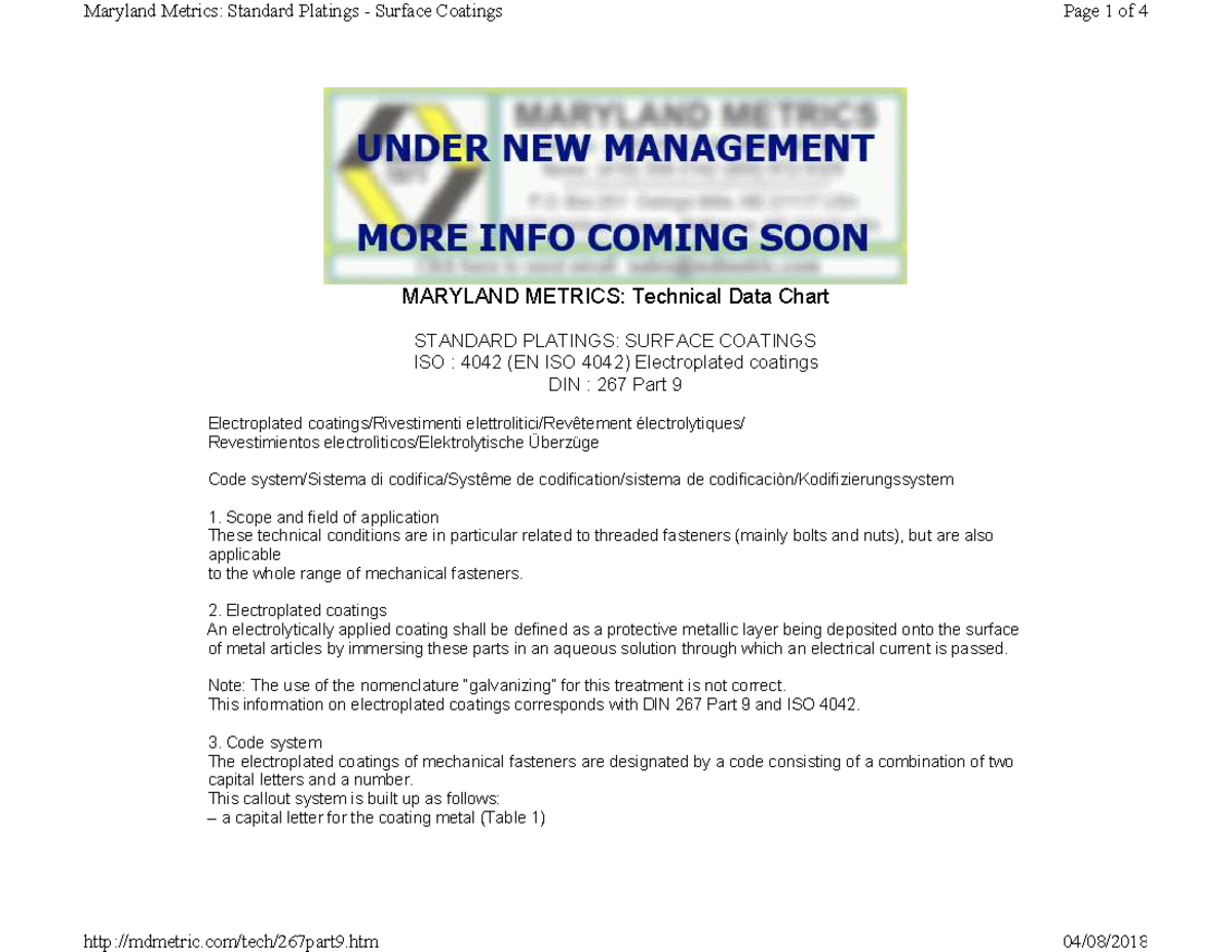 ISO 4042-AL3: Technical Data on Electroplated Coatings - Studocu