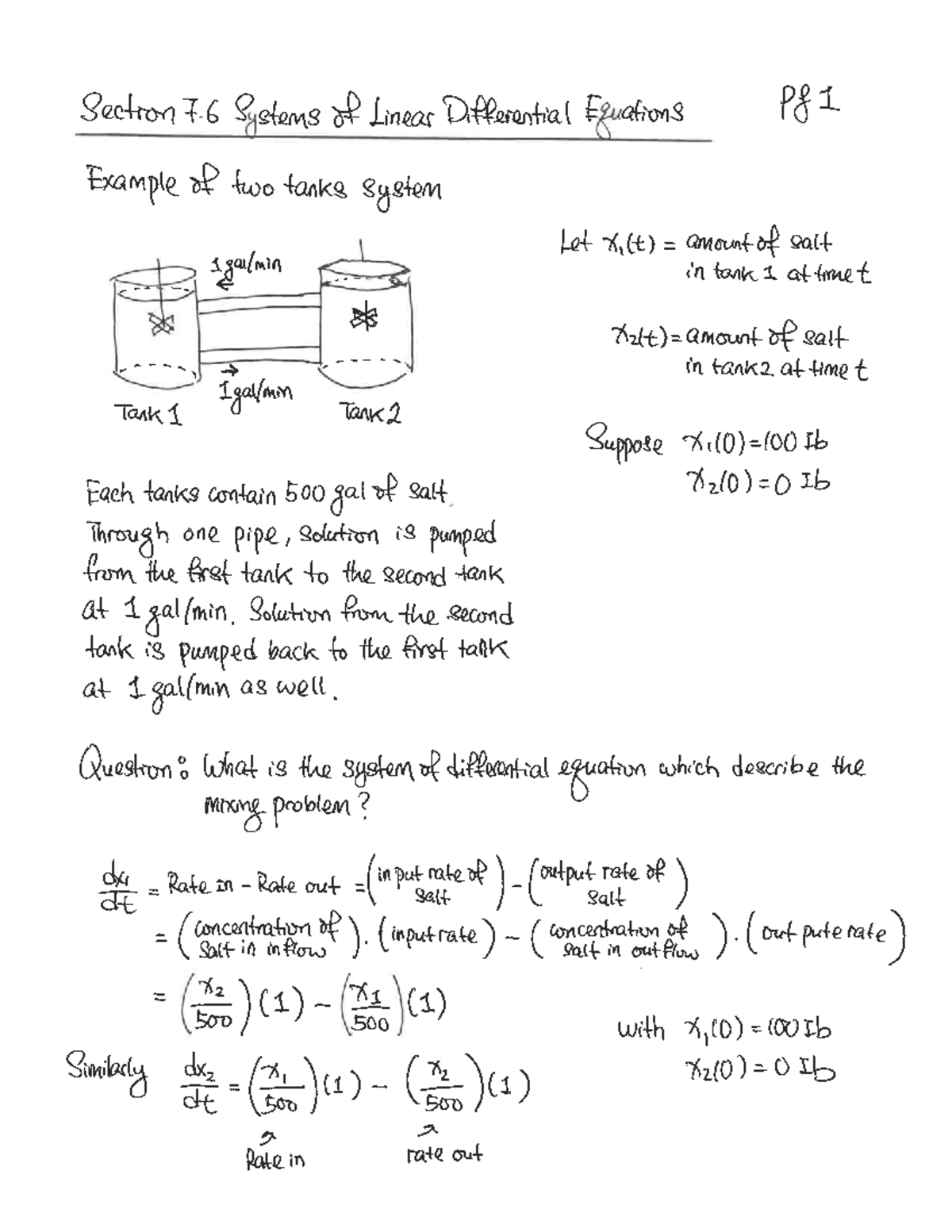 Lecture on Systems of Linear Differential Equations - Studocu