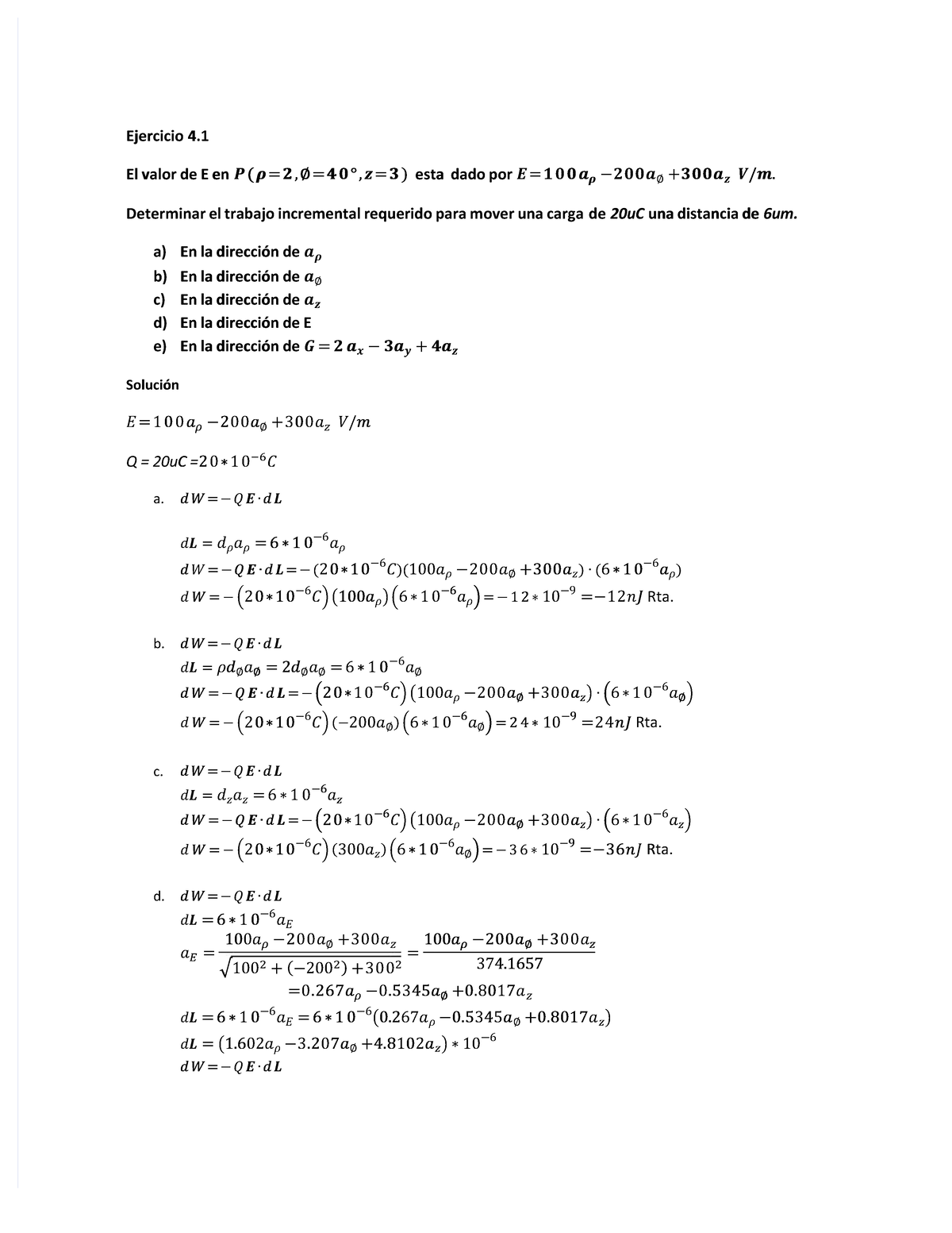 ejercicios para resolver - Ejercicio 4 4. El valor de E enEl valor de E ...