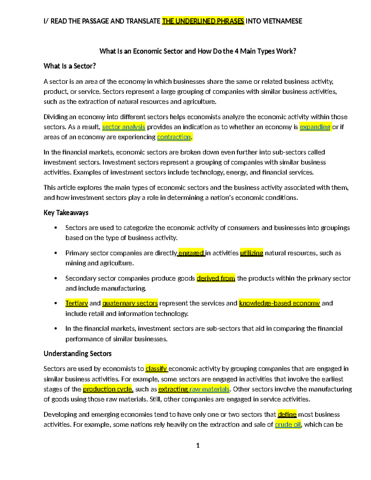 Unit 7: Understanding Economic Sectors and Their Functions - Studocu