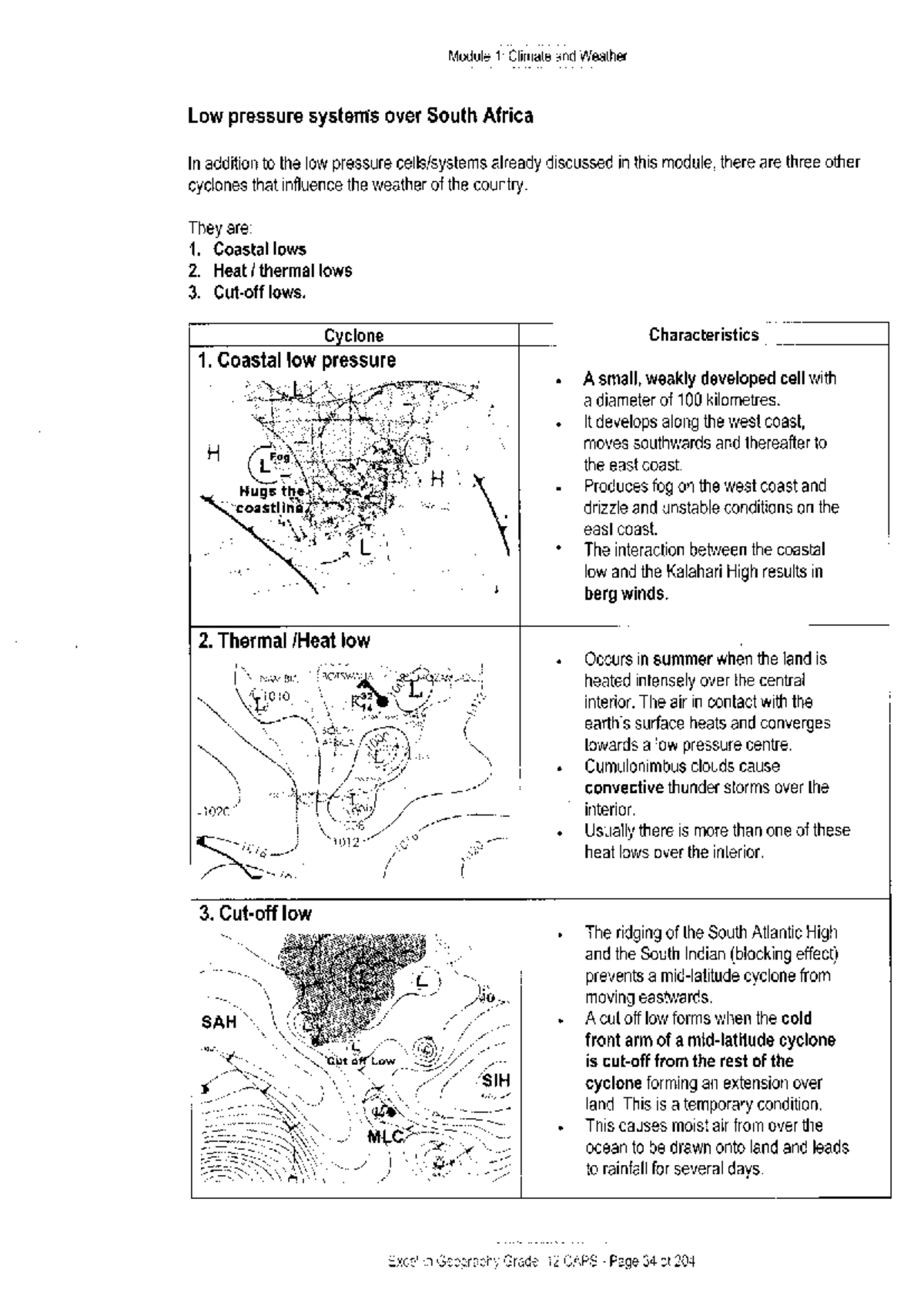 Module 1: Low Pressure Systems in South Africa - Grade 12 Geography ...