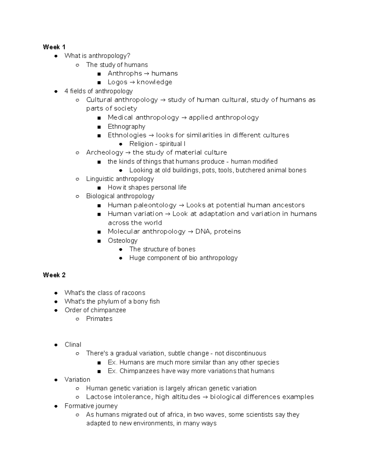 Biological Anthropology Quiz 1 Lecture Notes & Key Concepts - Studocu