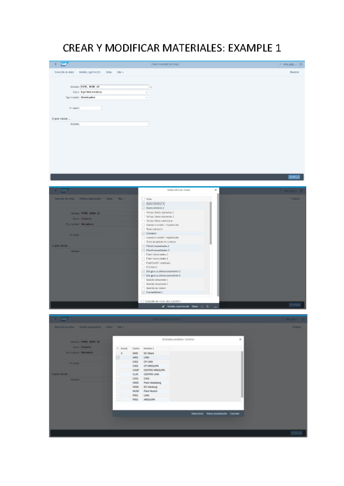 Crear y Modificar Materiales en SAP S4 HANA - Ejemplo 1 - Studocu