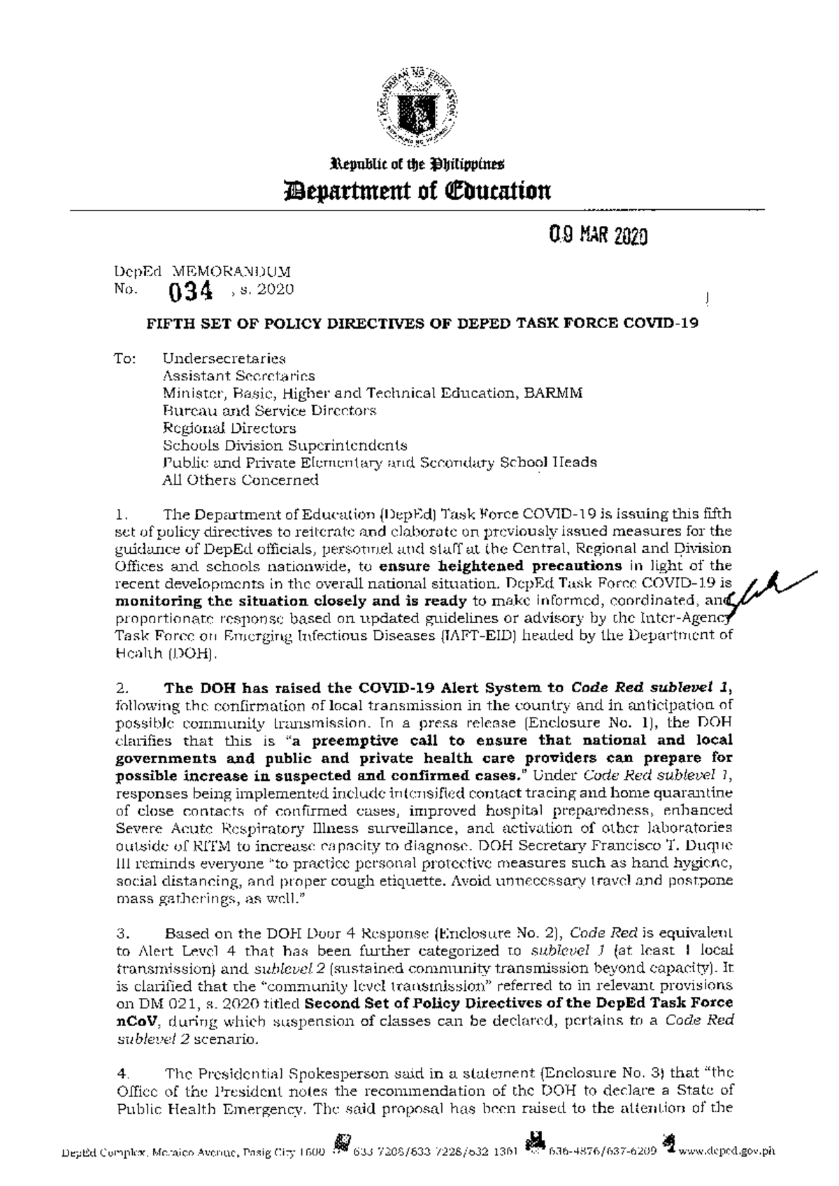DOH Press Release: Local Transmission Confirmed - 6th Case (DM 034, s ...
