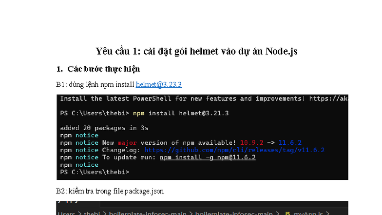 Cài Đặt Gói Helmet Trong Node.js - Hướng Dẫn Chi Tiết - Studocu