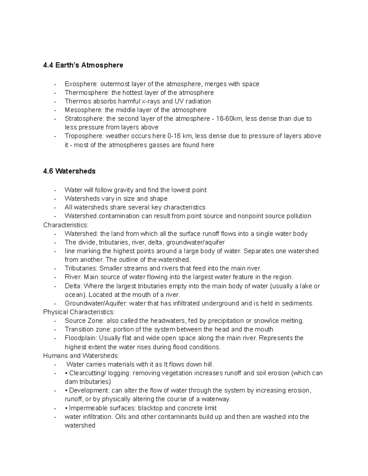 APES Unit 4 Final Exam Notes: Atmosphere, Watersheds, and Seasons - Studocu