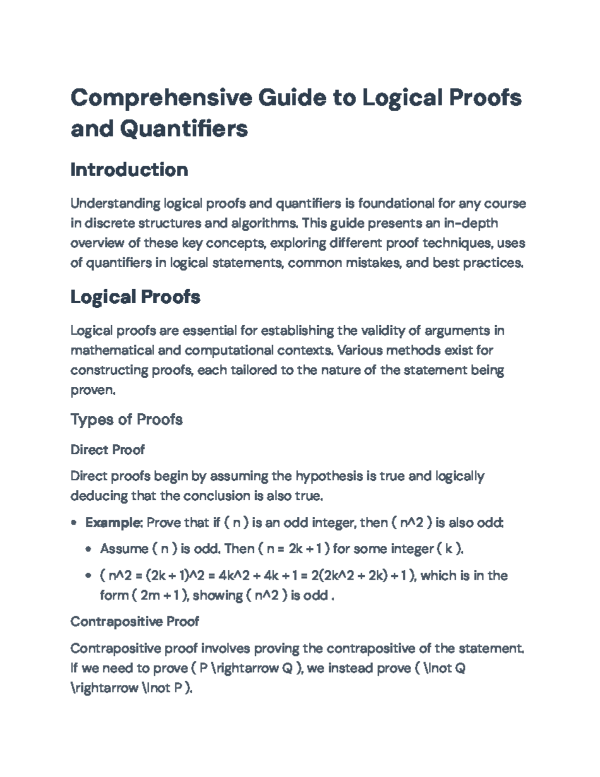 Logical Proofs and Quantifiers: A Comprehensive Guide for Discrete Math ...