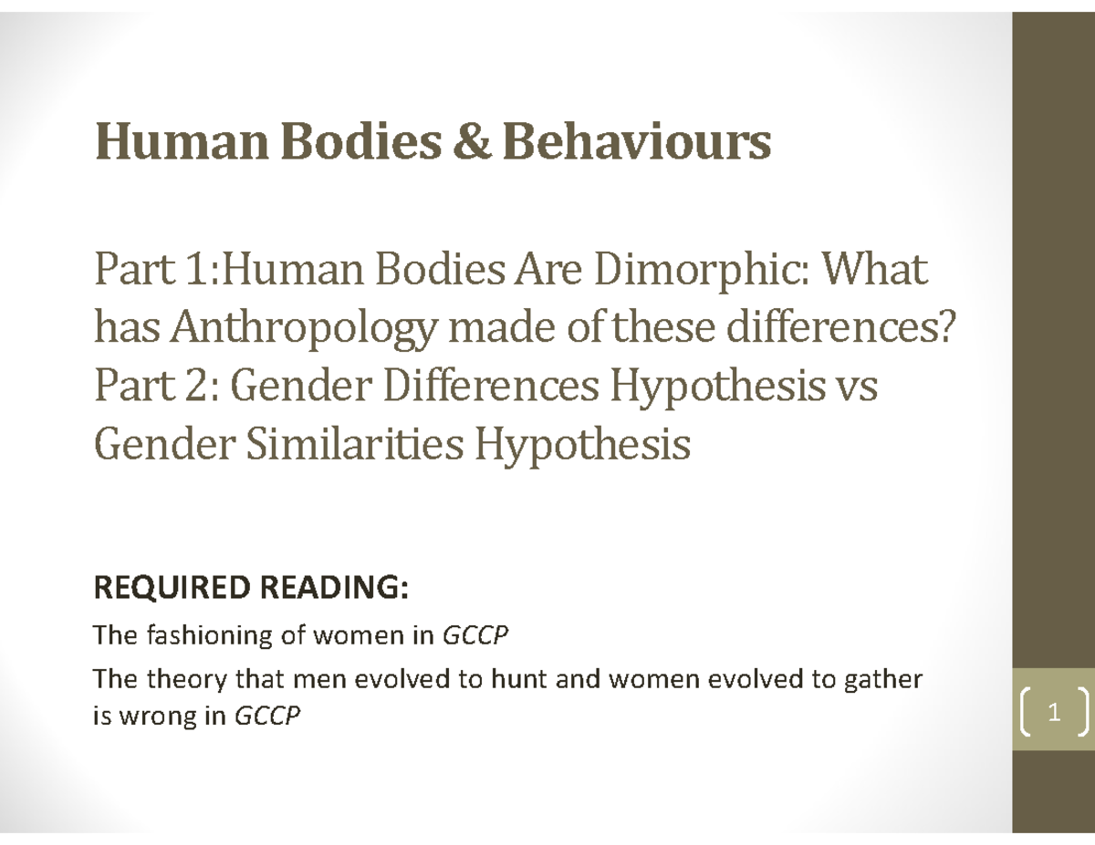 GCCP 101: Human Bodies & Gender Roles - Dimorphism & Theories Explained ...