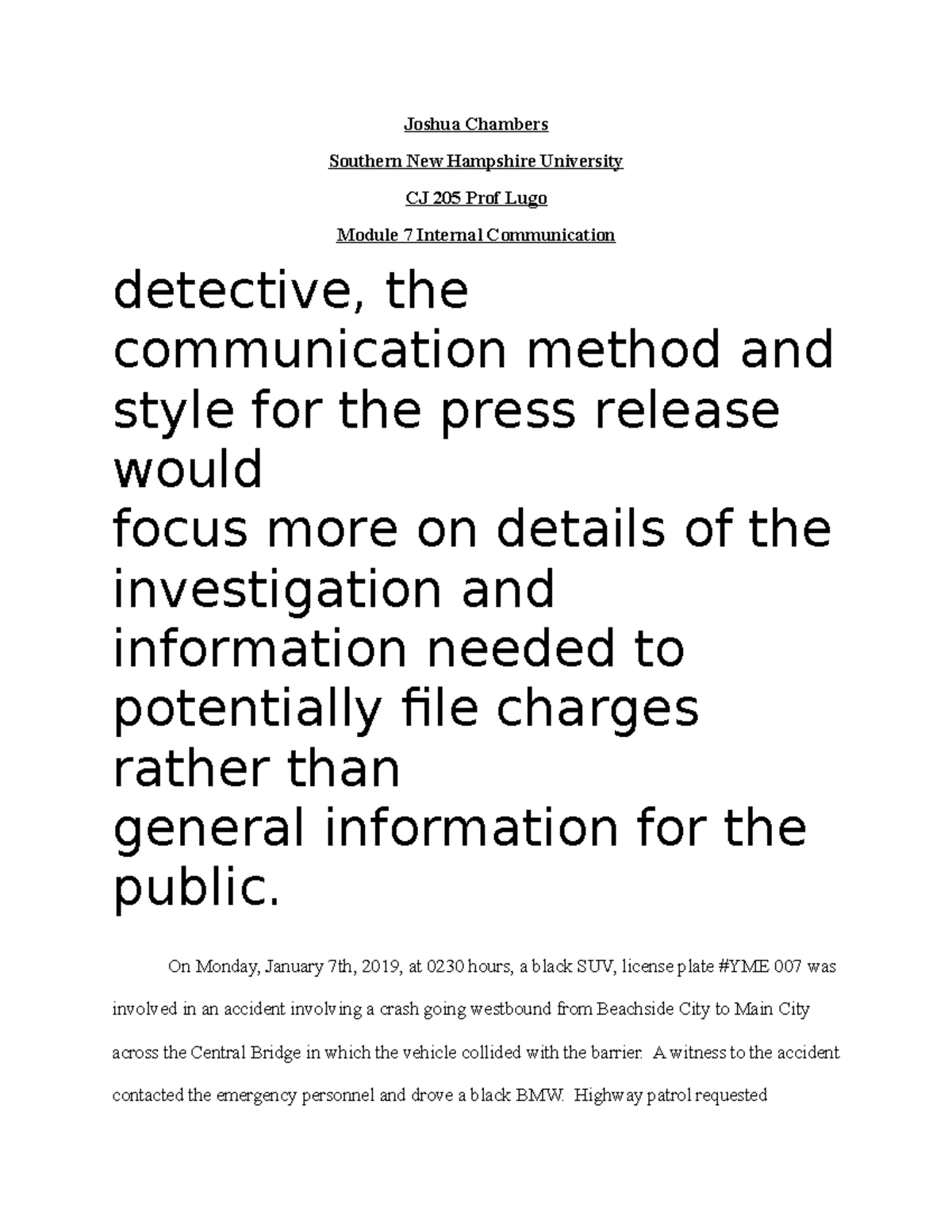 CJ 205 Module 7: Strategies for Effective Internal Communication - Studocu