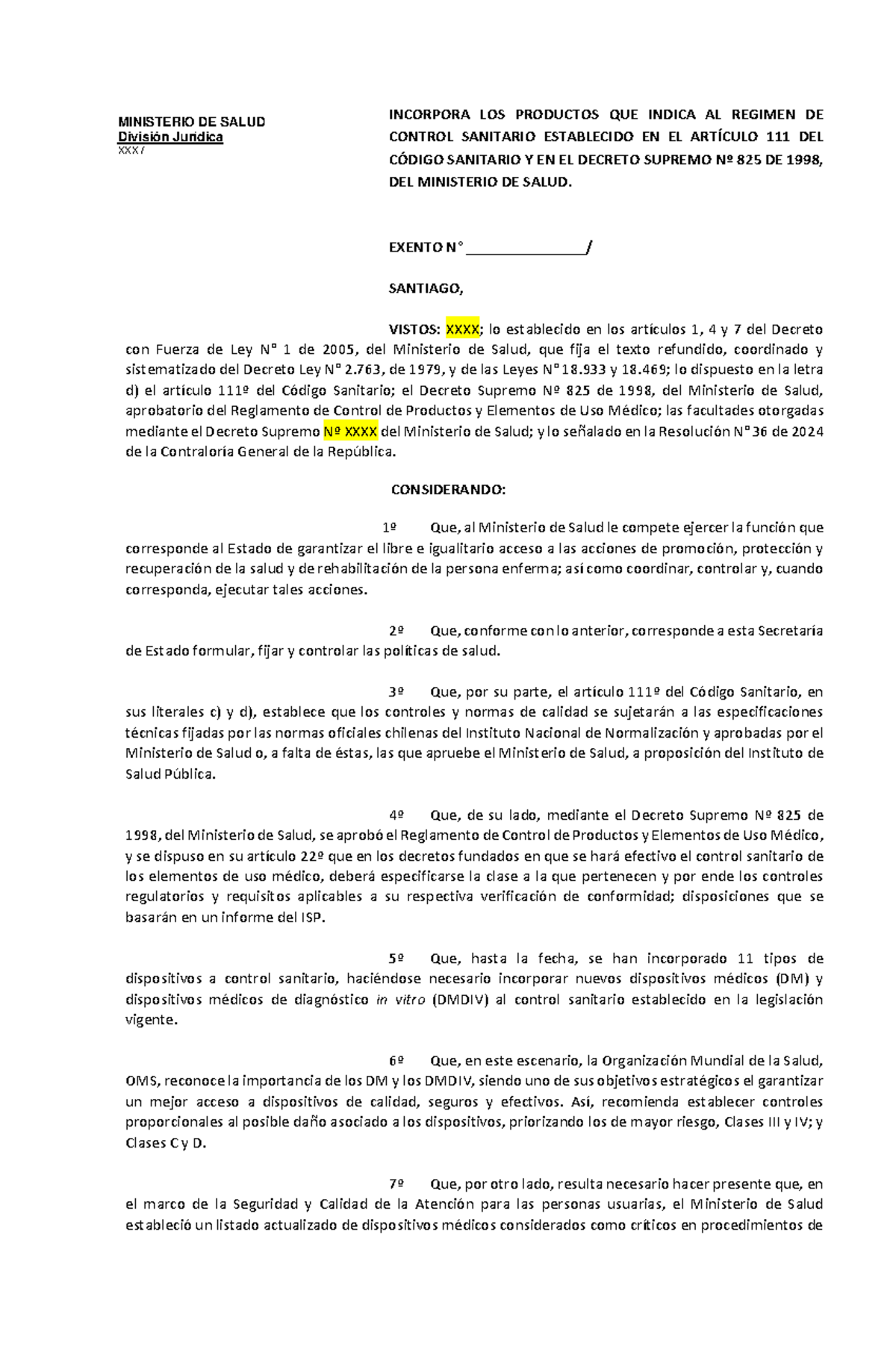 Decreto Supremo Nº 825/1998: Incorporación de Dispositivos Médicos al ...