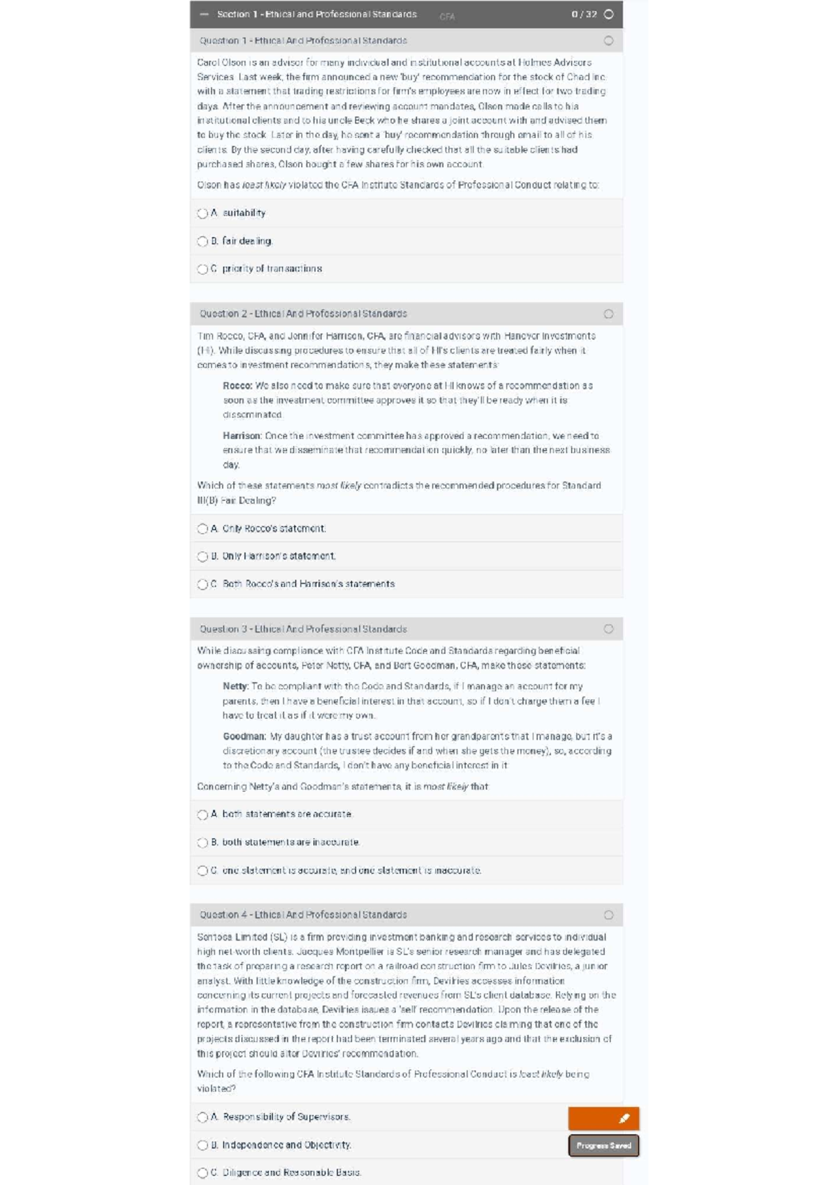 MM MOCK 1 - Ethical and Professional Standards Practice Exam - Studocu
