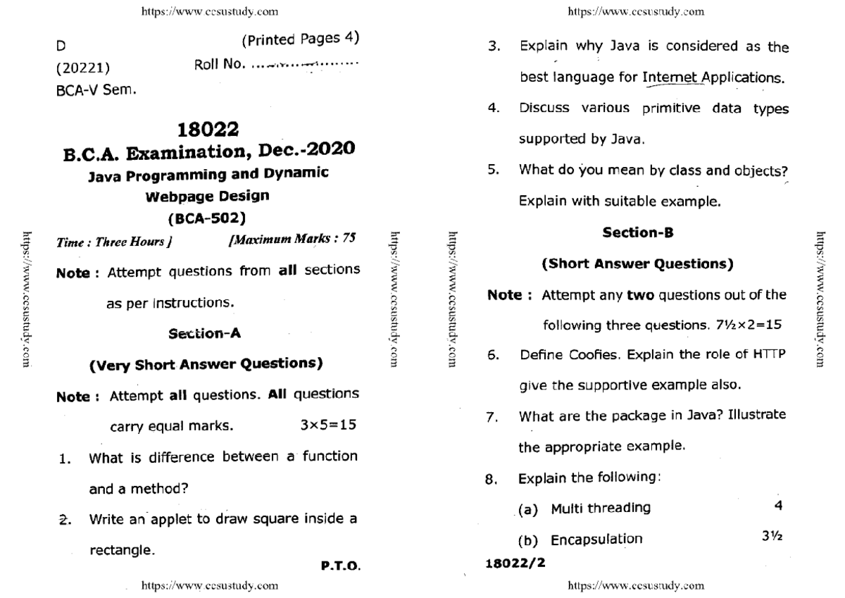 Bca-5-sem-java-programming-and-dynamic-webpage-design-18022-dec-2020 ...