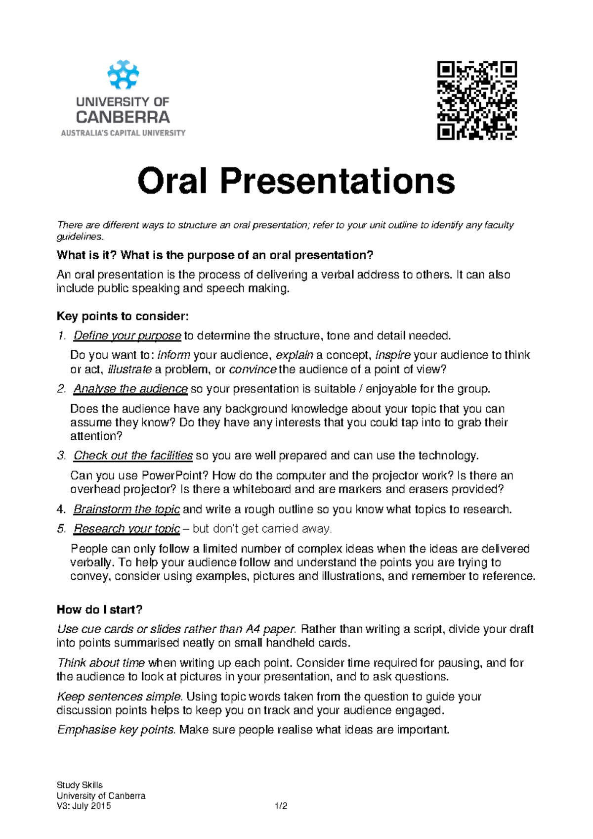 Oral Presentations Tips for Success - Study Skills (UC) Final Exam ...