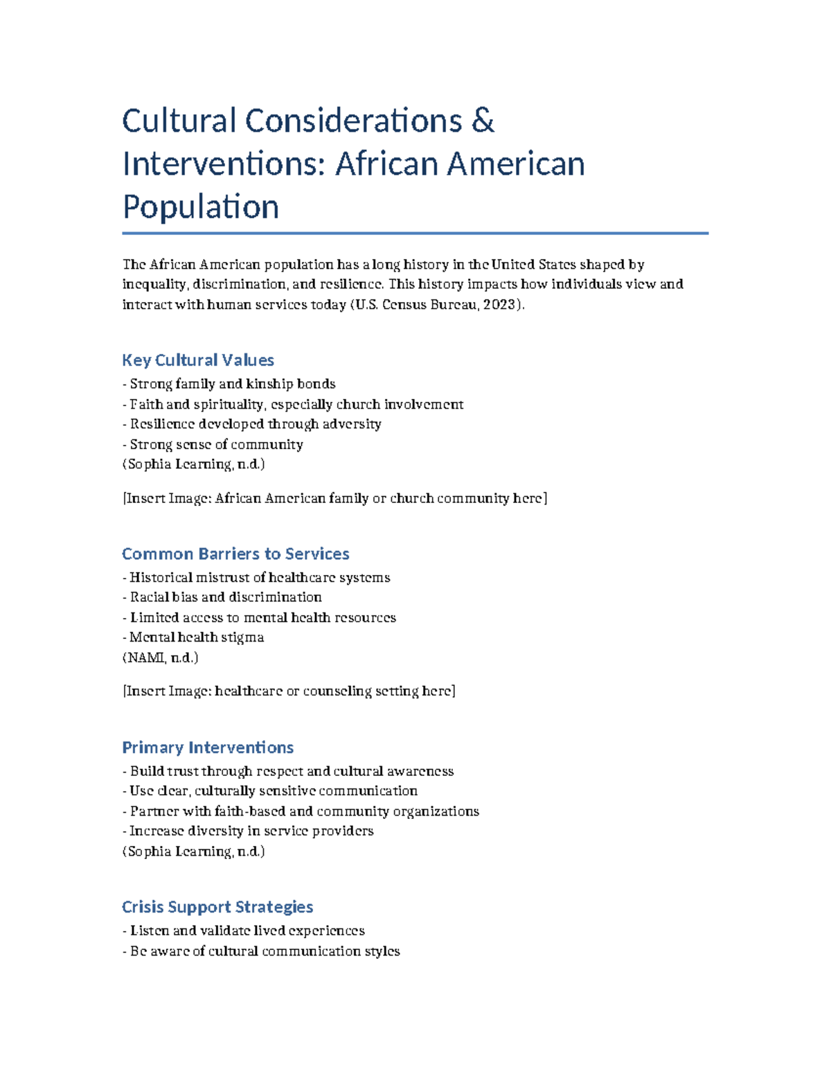 Cultural Considerations for Interventions: African American Population ...