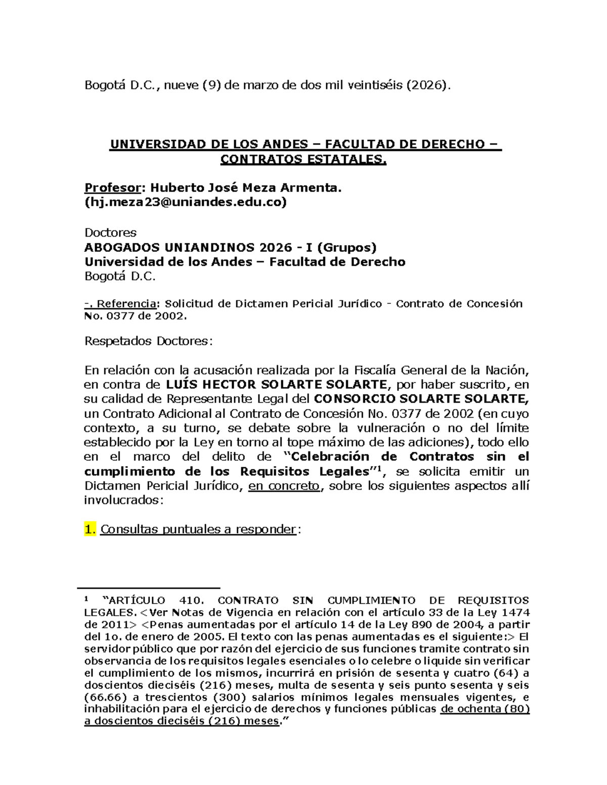Consulta Jurídica sobre Contratos Estatales - PBL II, 09/03/2026 - Studocu