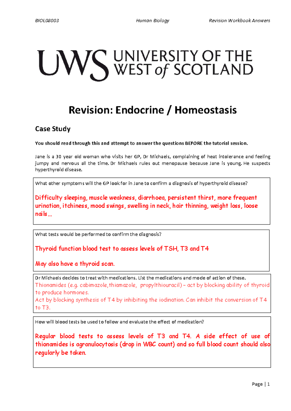 Endocrine System Case Study and Exam Revision Notes - Studocu