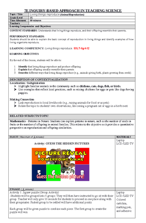 Living Things AND NON Living Things - 7E INQUIRY-BASED APPROACH IN ...