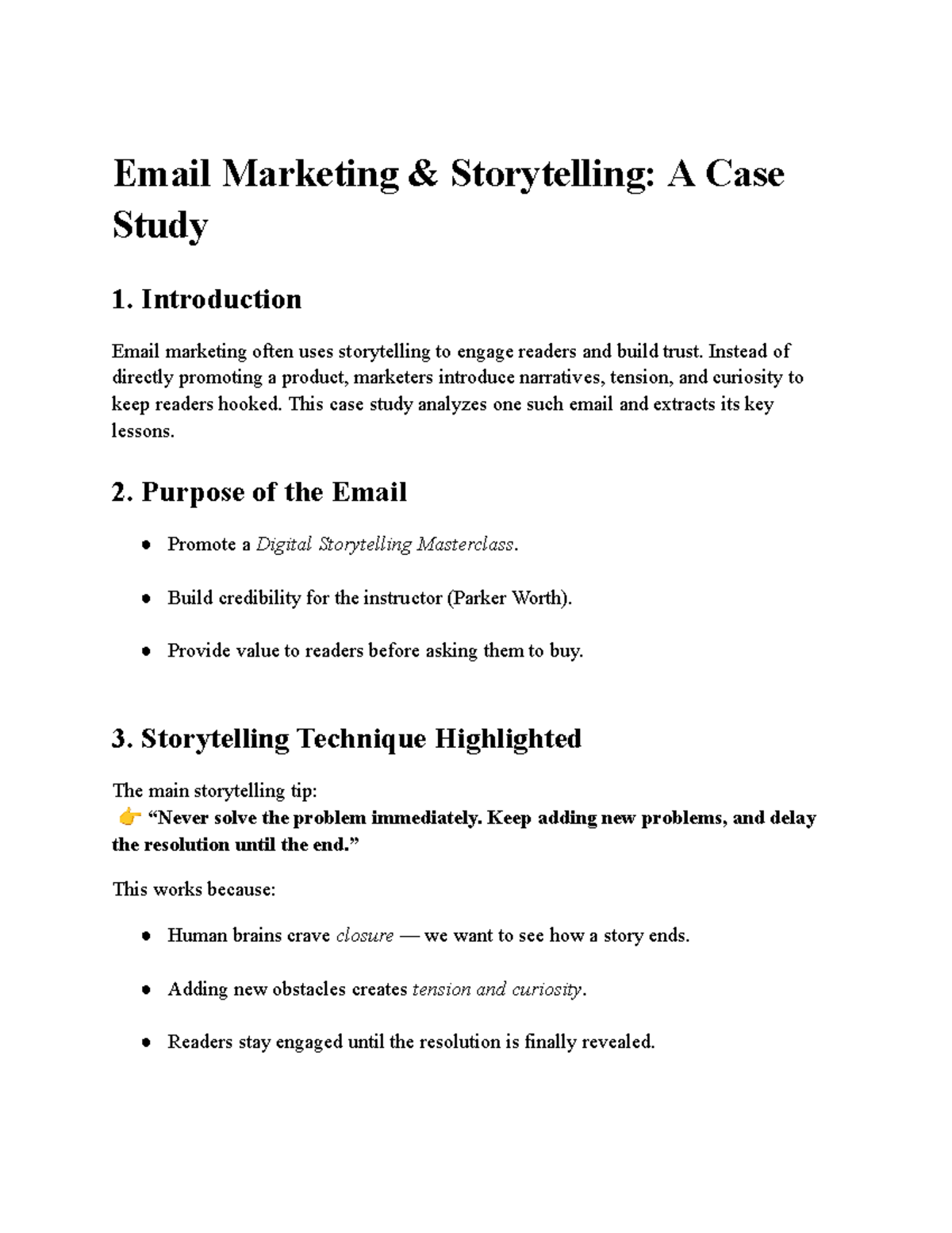 Email Marketing & Storytelling: A Case Study Analysis - Studocu