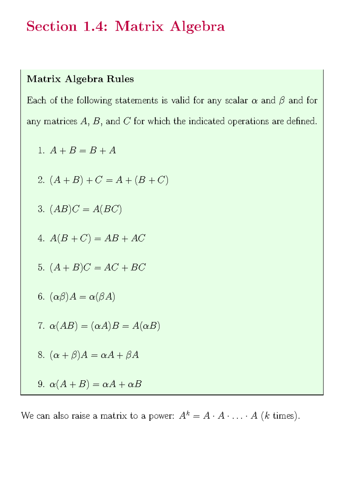 Section 1 - Practice questions - Section 1: Matrix Algebra Matrix ...