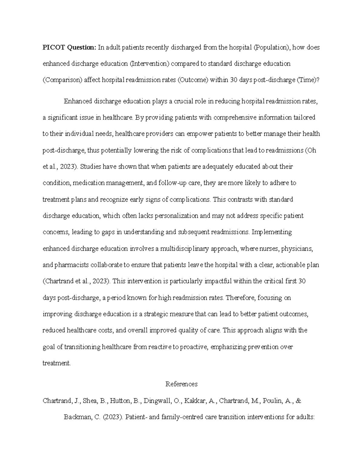 NRS 465 T3 DQ1 - Enhanced Discharge Education & Readmission Rates - Studocu