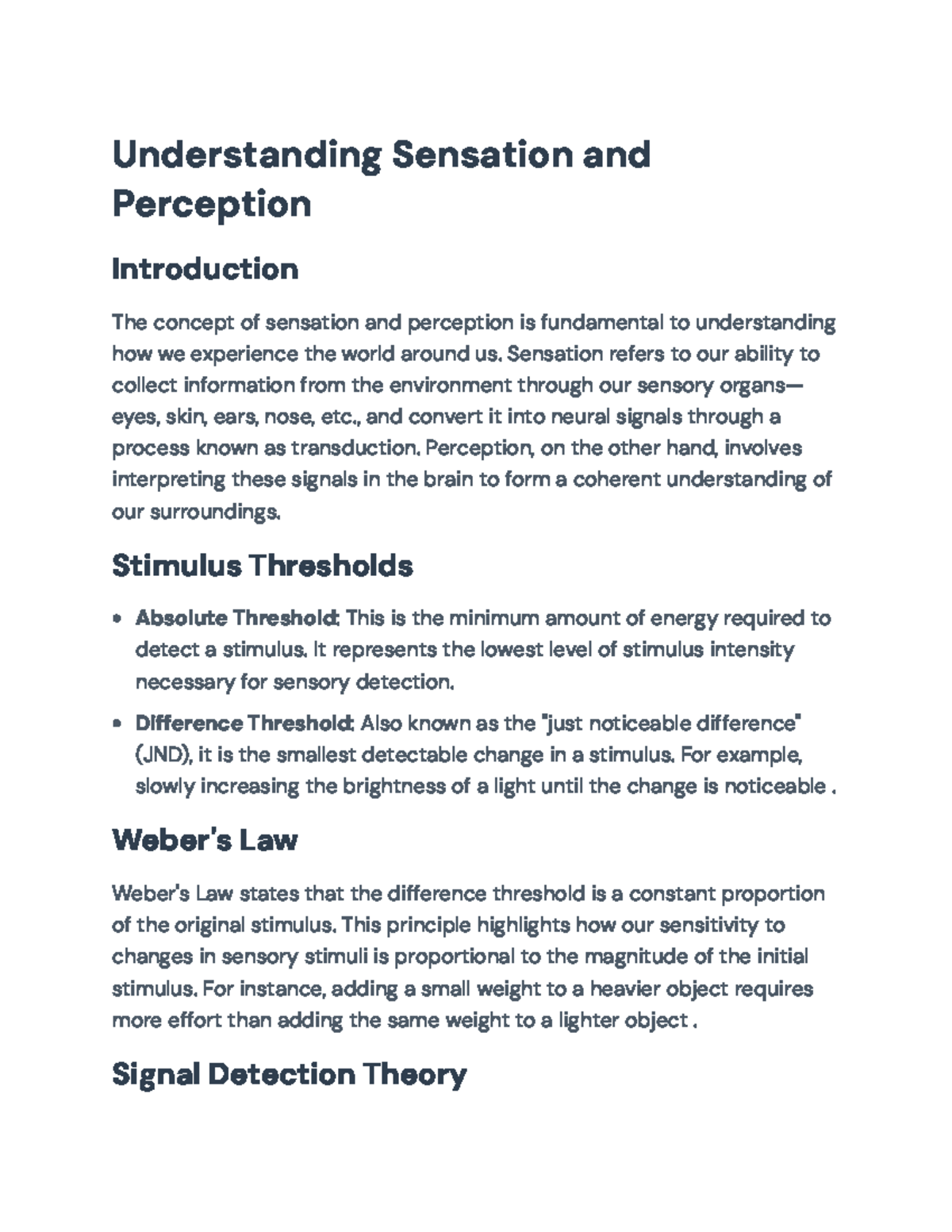 Sensation and Perception: Understanding the Senses and Their Functions ...