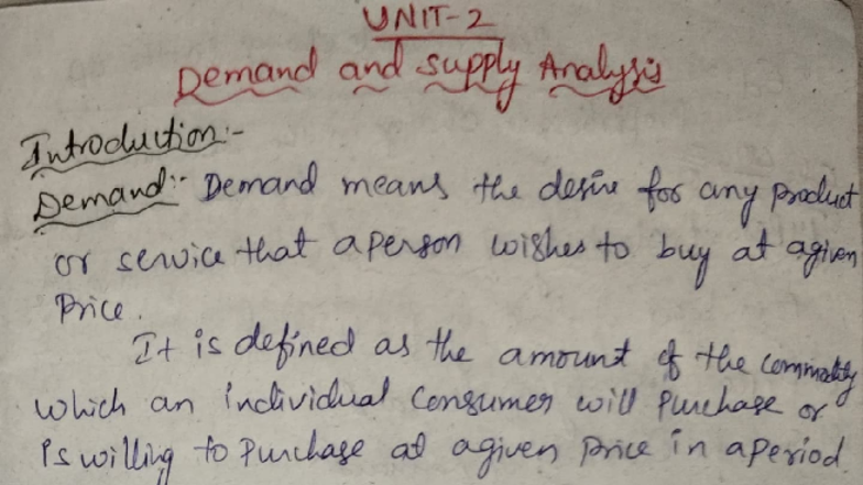 BEFA 2ND UNIT - Demand and Supply Analysis Notes - Studocu