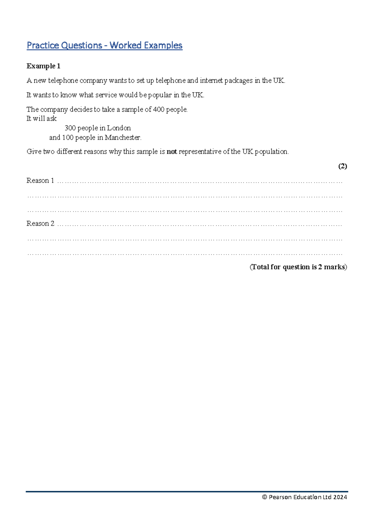 06 Sampling - Practice Worksheet with Worked Examples - Studocu