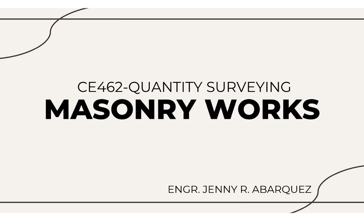 Masonry Works Analysis and Requirements for CHB Installation (ENGR 3 ...